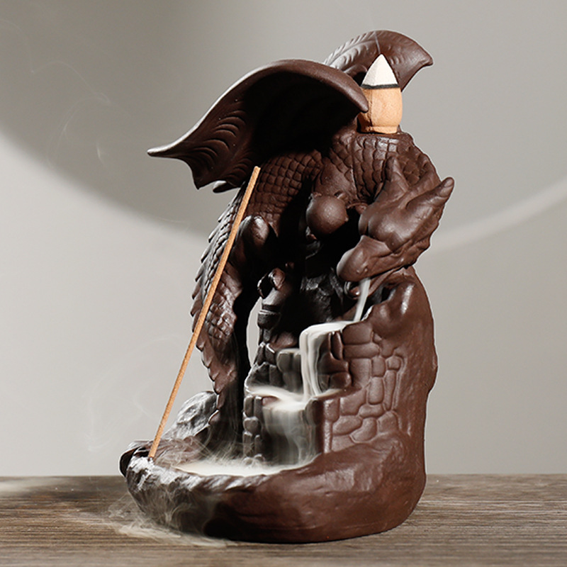 Ceramic dragon Backflow Incense burner Waterfall counterflow Smog ...